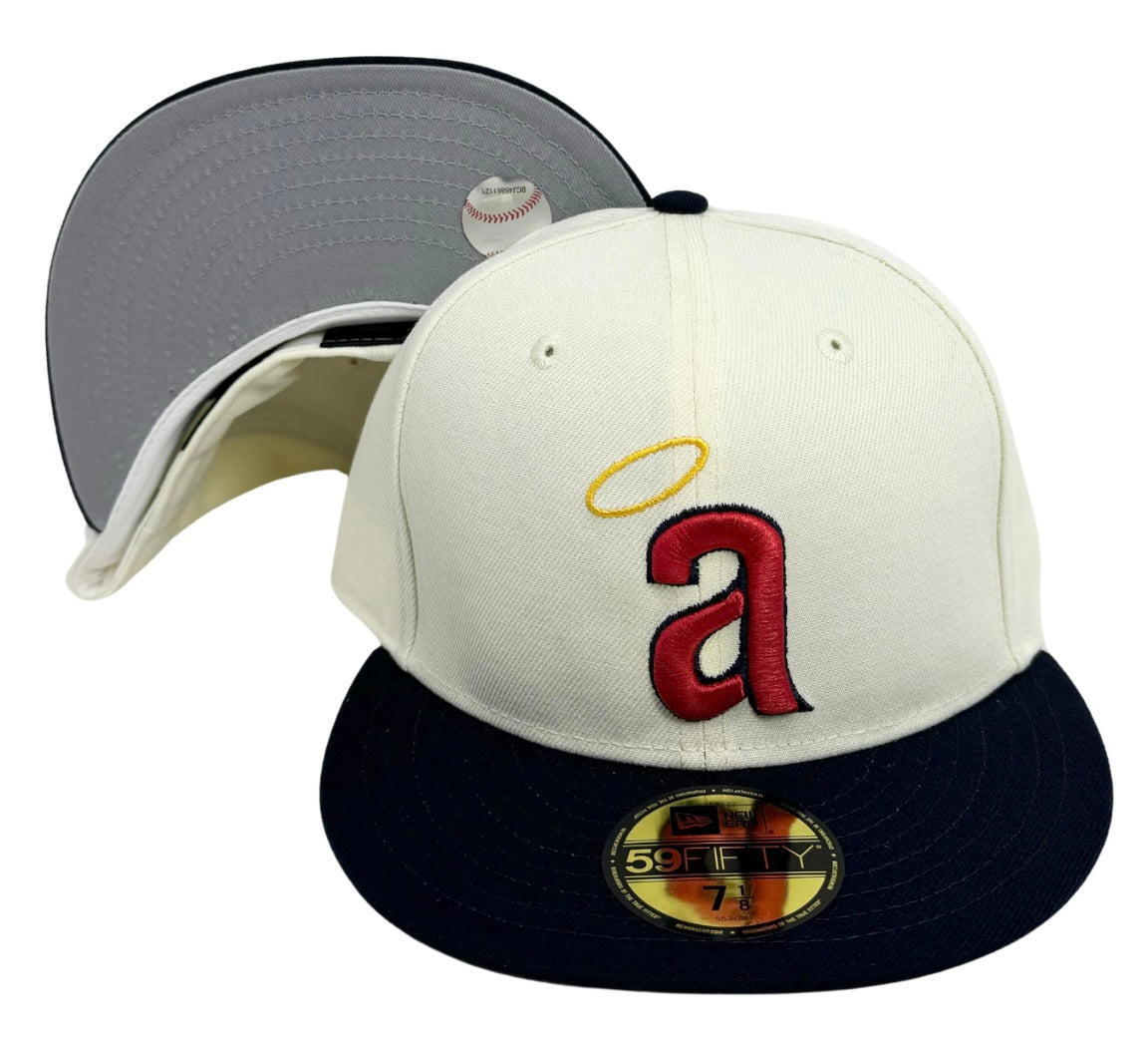 Anaheim Angels "a" Logo Fitted 59Fifty New Era Chrome Navy Cap Hat Grey ...