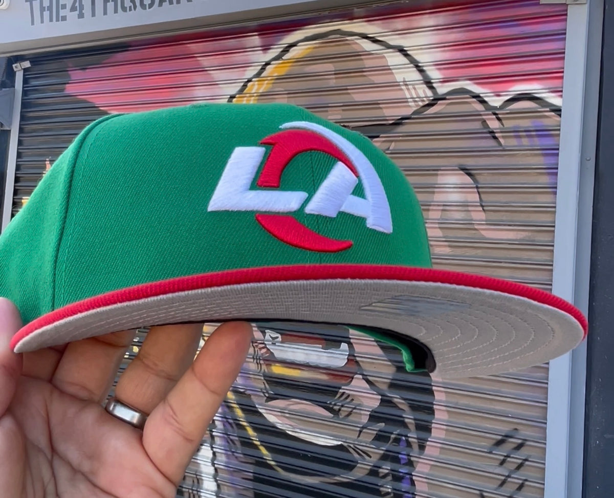 Los Angeles Rams Fitted New Era 59Fifty Green Red Cap Hat Grey UV | THE ...