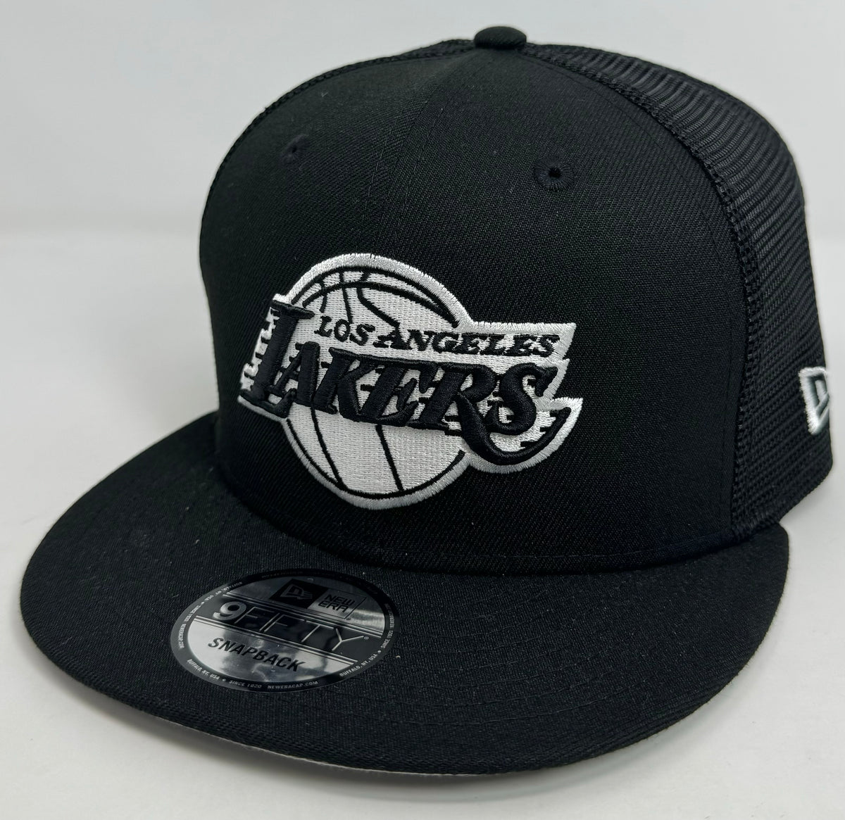 Los Angeles Lakers Snapback New Era Black Mesh Trucker Cap Hat Grey UV ...