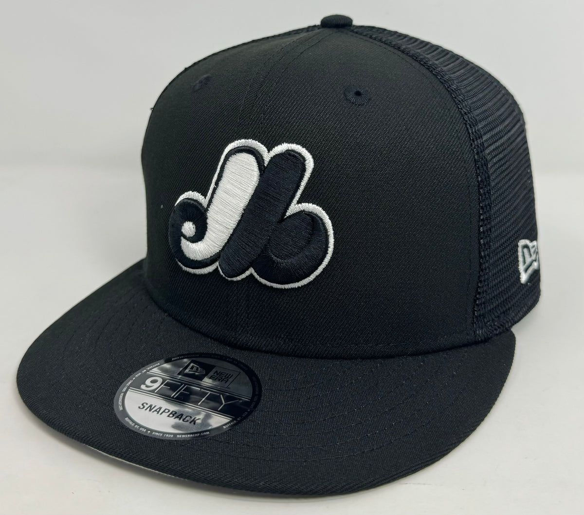 Montreal Expos Snapback New Era Black Mesh Trucker Cap Hat Grey UV ...