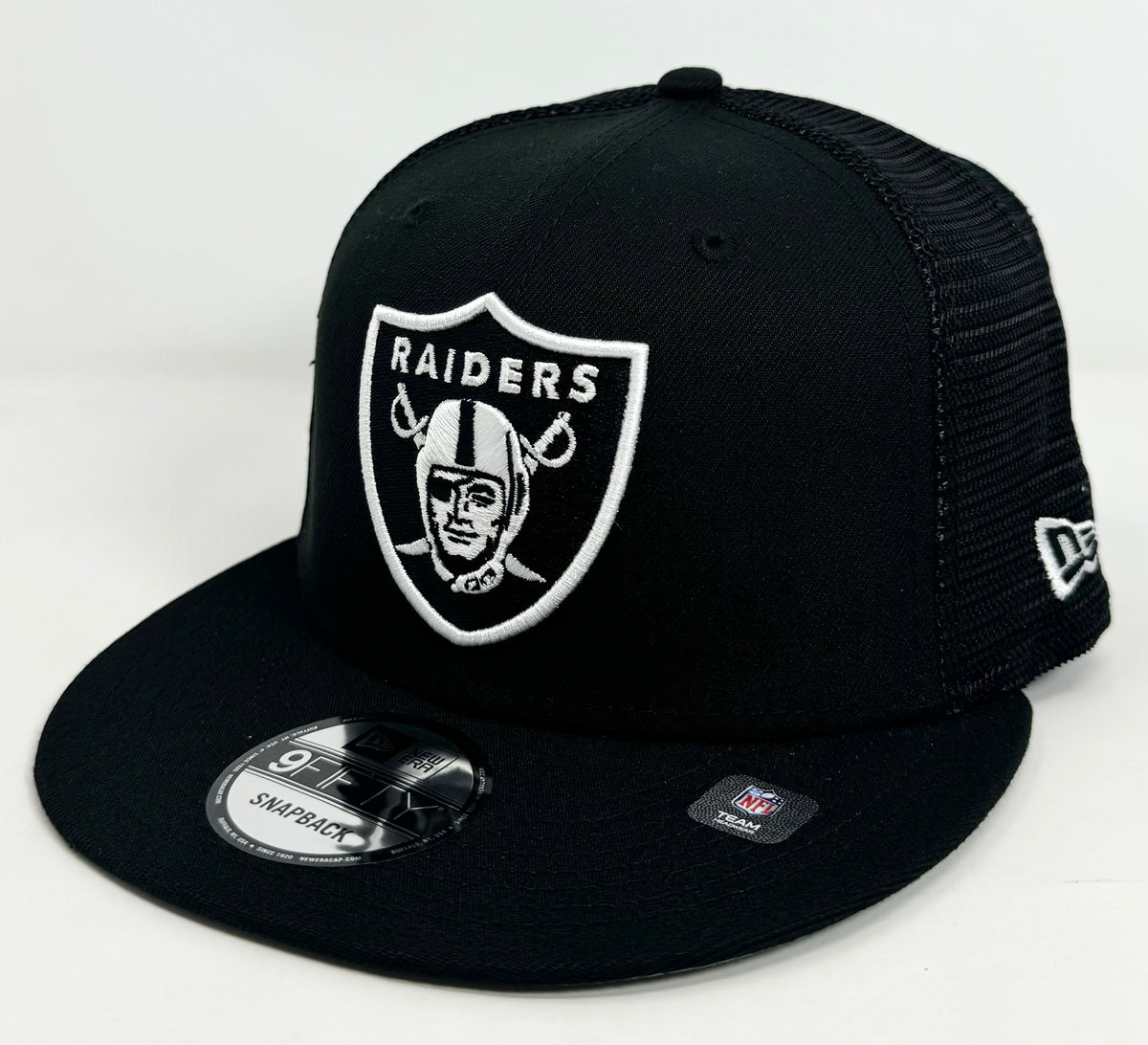Las Vegas Raiders Snapback New Era Black Mesh Trucker Cap Hat Grey UV ...