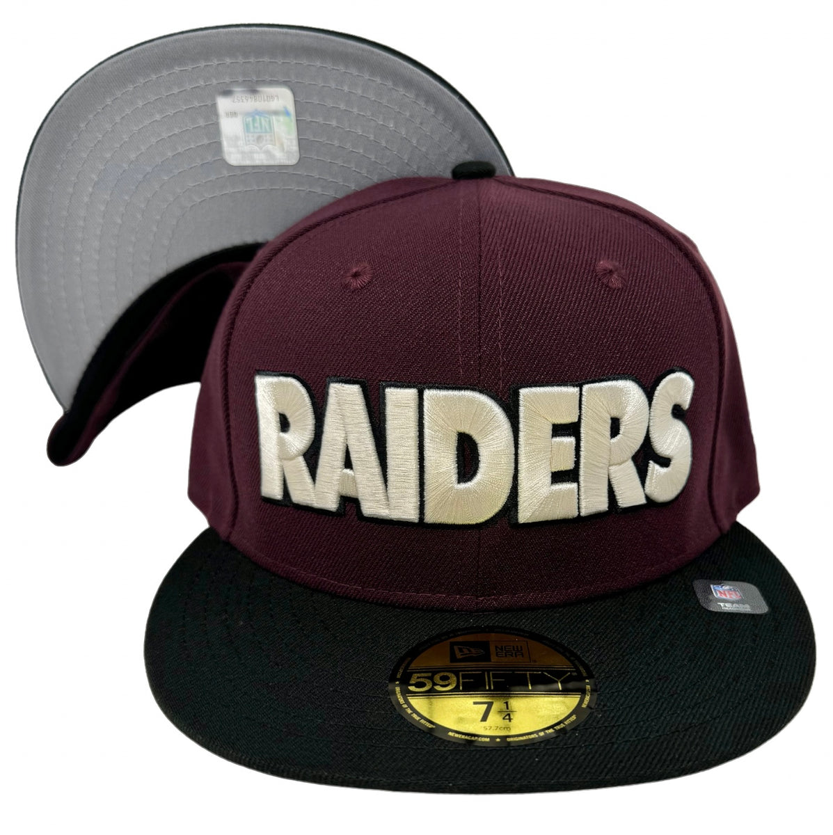 Raiders Fitted New Era 59Fifty Ivory Block Maroon Black Cap Hat Grey UV ...