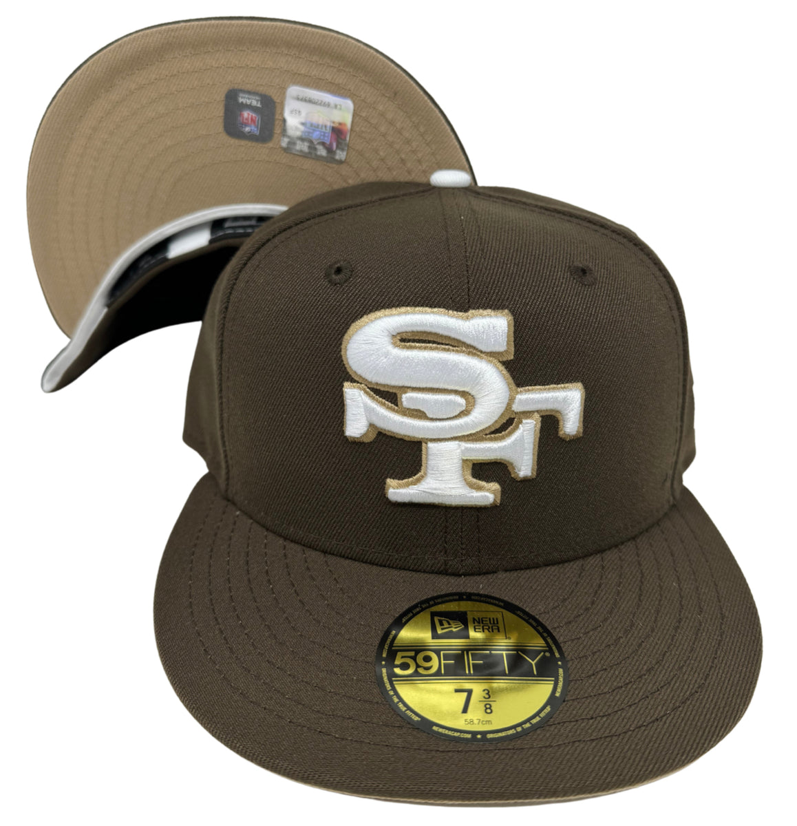 San Francisco 49ers Fitted New Era 59Fifty Brown Cap Hat Tan UV | THE ...