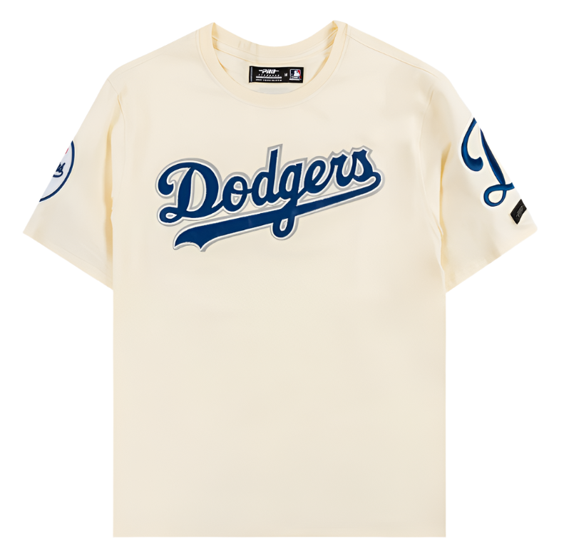 Los Angeles Dodgers Mens T-Shirt Pro Standard Eggshell Cream Wordmark ...