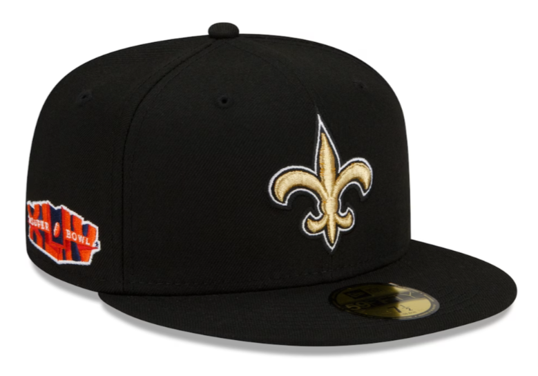 New Orleans Saints Fitted New Era 59Fifty Super Bowl XLIV Black Cap Hat ...