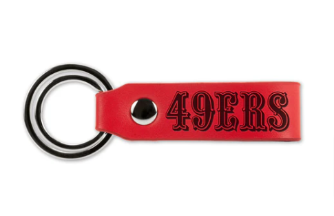 San Francisco 49ers Laser Engraved Faux Leather Keychain Strap Red ...