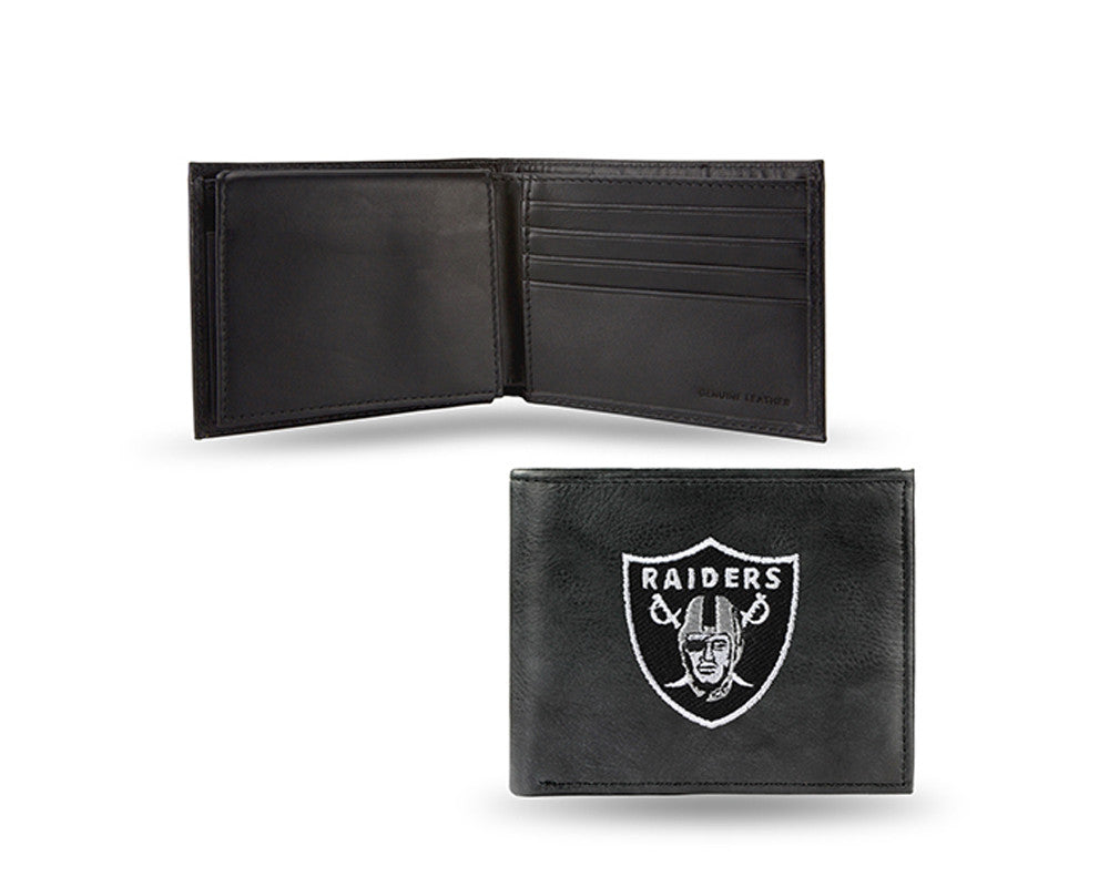 Raiders Mens Embroidered Genuine Leather Billfold Wallet | THE 4TH QUARTER